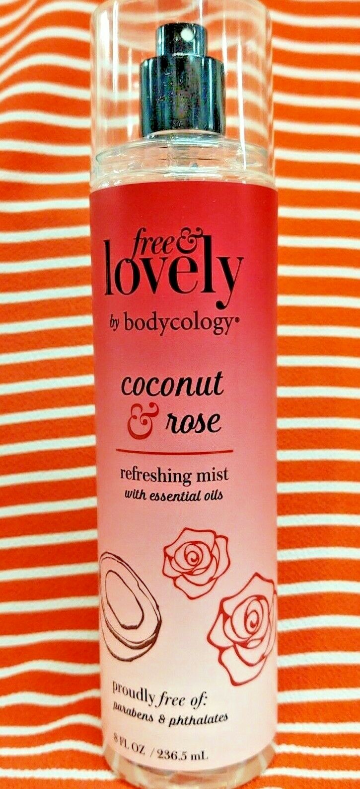 Free & Lovely by Bodycology COCONUT & ROSE Refreshing Mist Body Spray 8 ...