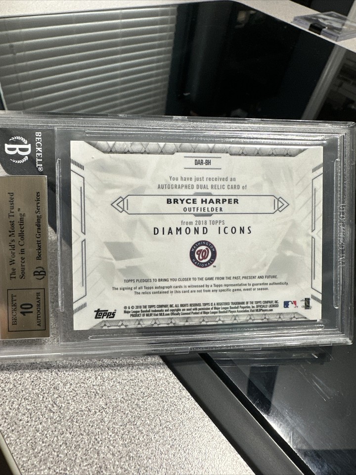 2018 Topps Diamond Icons BRYCE HARPER On-Card Dual Relic 01/10 | eBay