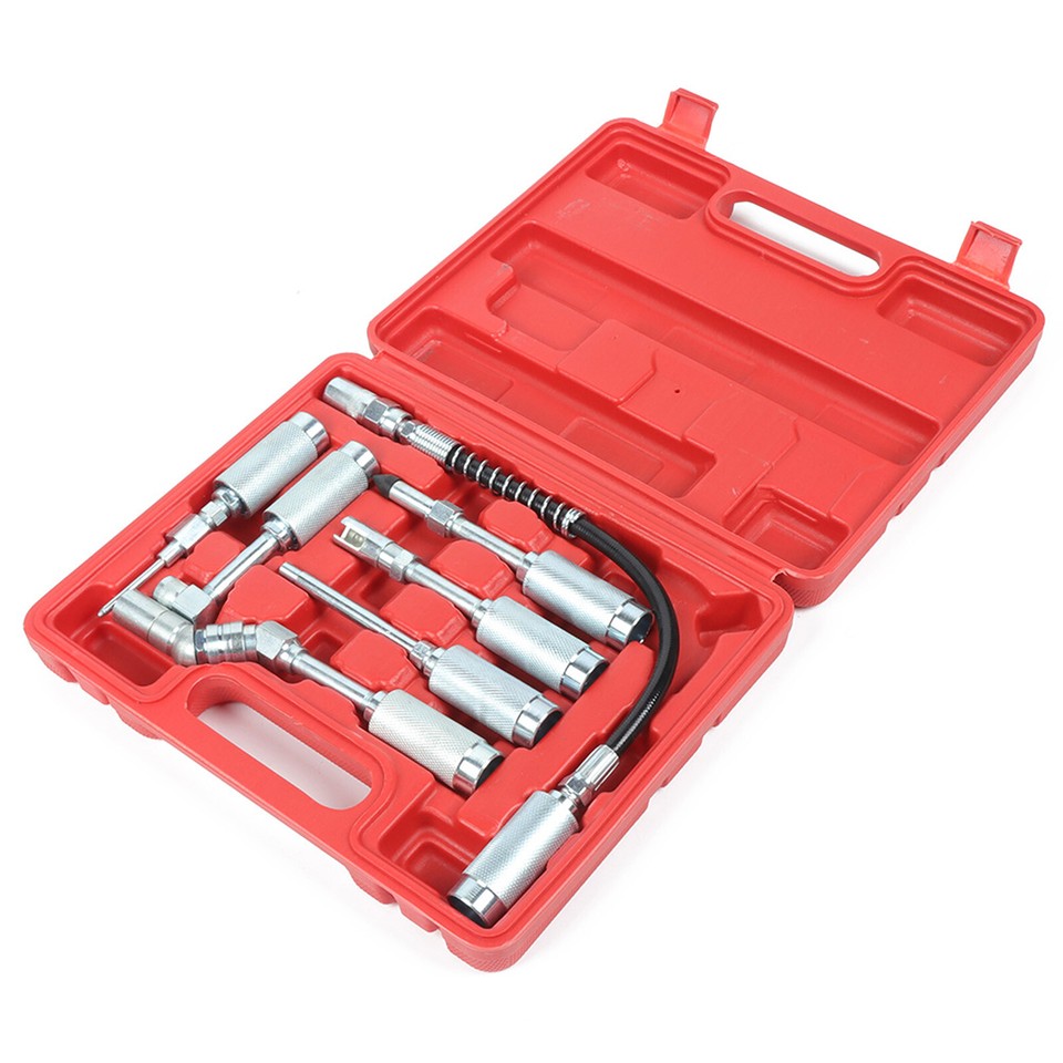 US NEW 7PC GREASE GUN ADAPTER SET LUBING HOSE FITTING ZERK TIP ...