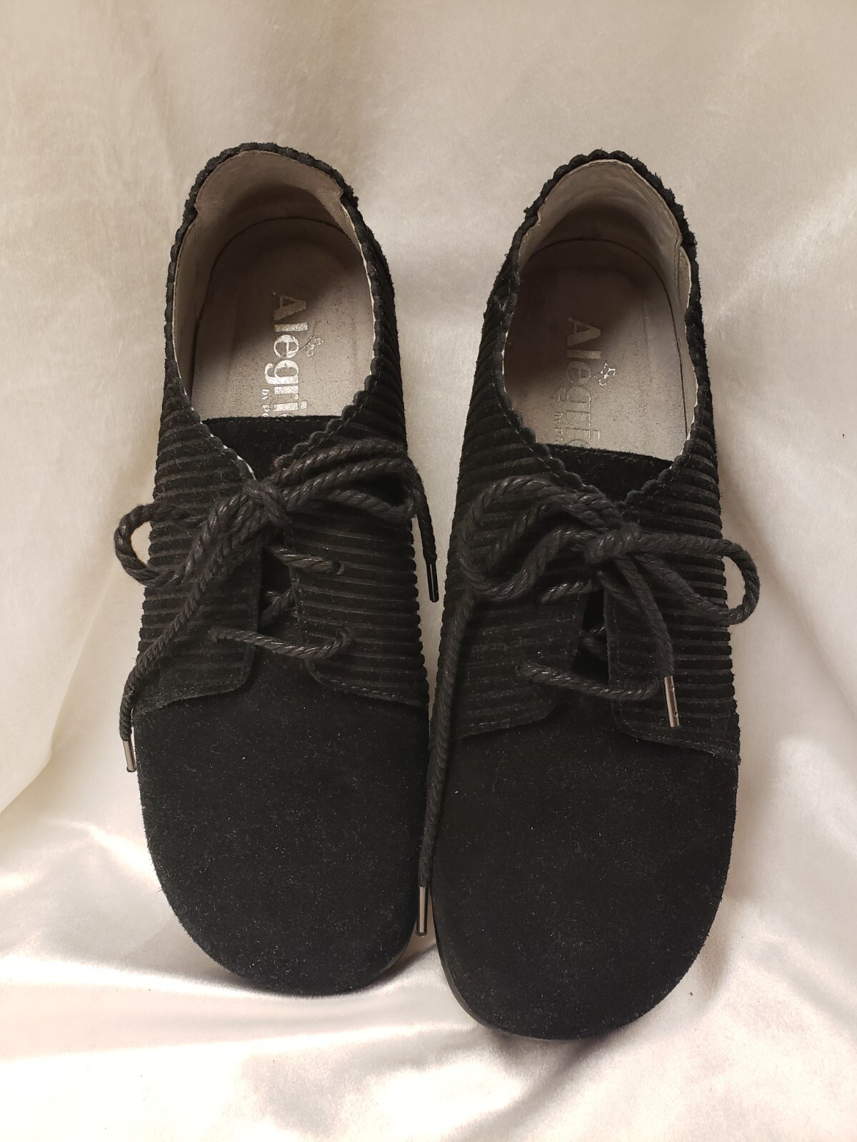 ALEGRIA Pyper Capt Black Corduroy Lace-Up Shoes Size … - Gem
