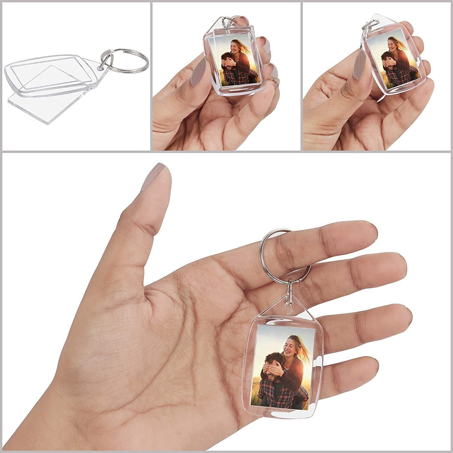 35X25MM 5 PCS ACRYLIC CLEAR KEYCHAIN PHOTO SIZE CRAFT PICTURE BLANK ...