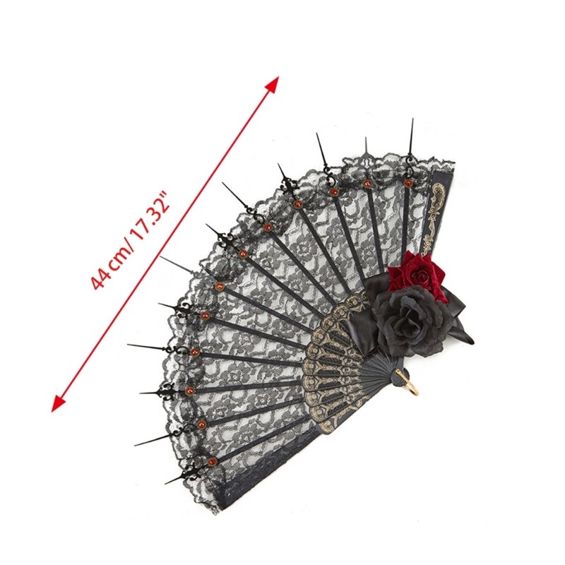 Vintage Retro Flower Lace Handheld Gothic Dark Fan Folding Hand Fan | eBay