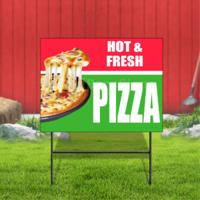 Hot & Fresh Pizza Coroplast Sign Plastic Indoor Outdoor Yard Sign | eBay