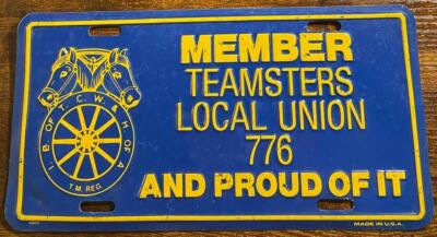 Member Teamsters Local Union 776 Booster License Plate Pennsylvania ...