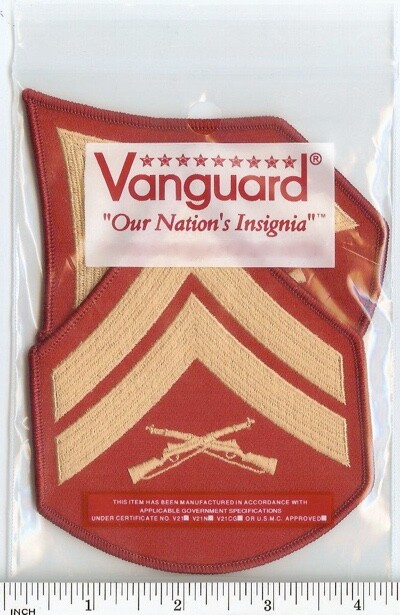USMC Cpl E4 gold/red Chevrons PATCH pair ! Corporal for Dress Blues ...