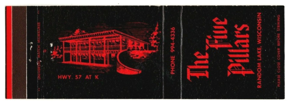 THE FIVE PILLARS matchcover matchbook - RANDOM LAKE, WISCONSIN | eBay