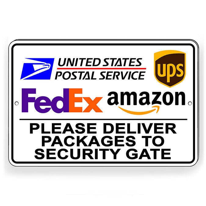 Deliver Packages To Security Gate Sign / Decal / Usps Ups Delivery I249 ...