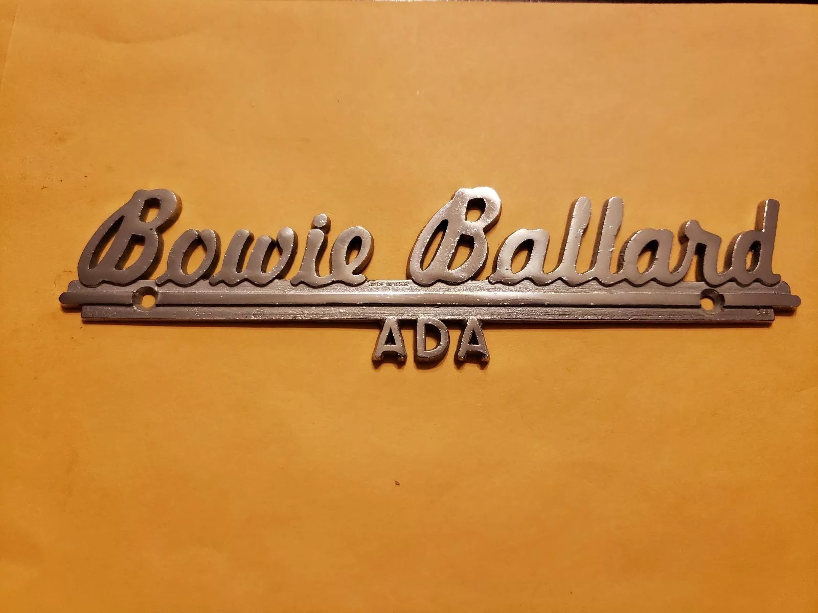 Bowie Ballard-ADA--Metal Dealer Emblem Car vintage SM622 | eBay