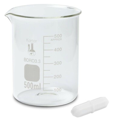 500ml Beaker with Magnetic Stir Bar, Low Form Griffin, Borosilicate 3.3 ...