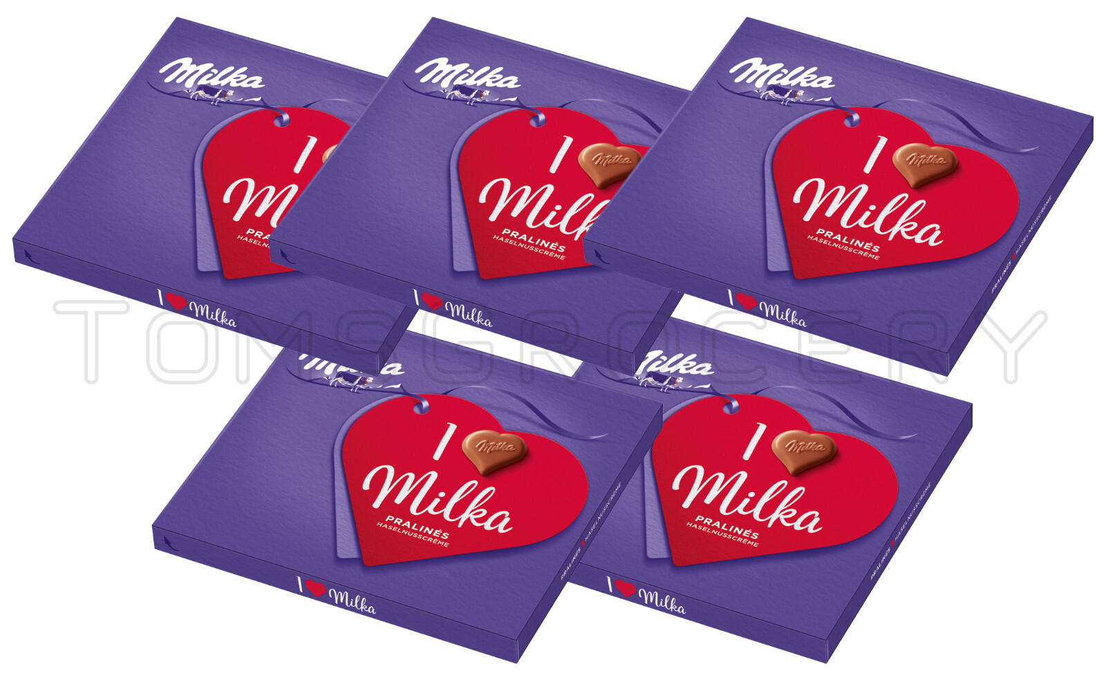 5 x LOVE MILKA Heart Shaped Chocolate Pralines with Hazelnut Cream Gift ...
