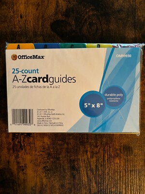 OfficeMax A-Z Durable Poly Card Guides 5" x 8" OM99930 NEW | eBay