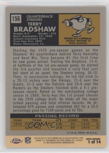 2002 Topps Chrome - Terry Bradshaw Reprints Terry Bradshaw #1 1971 ...