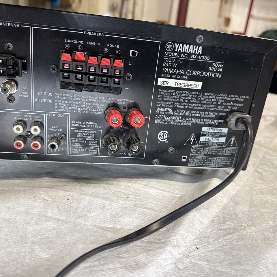 Yamaha RX-V365 5.1 Ch HDMI Surround Sound Receiver Stereo NO REMOTE | eBay