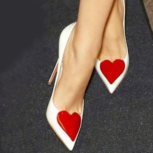 Women Pumps Red Heart Pointed Toe Stiletto Heel Dress Office Party ...