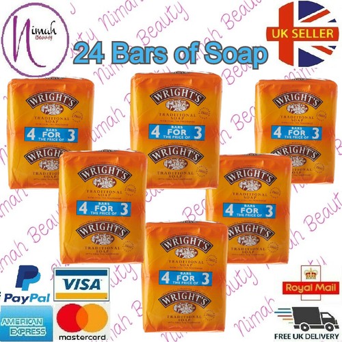24 X Wrights Coal Tar Soap 125g Bar Traditional Antiseptic All ...