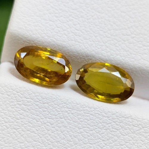 2.85ct Sphene Titanite Pair 2pc Oval Cut Natural Yellow Green Gem Madagascar | eBay