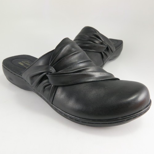 Clarks Leisa Clover Slides Womens Size 8.5M Black Leather Slip-Ons ...