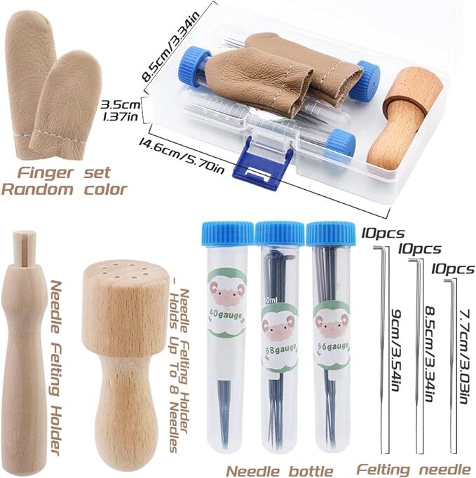 Needle Felting Tools, Wool Felting Supplies Kit with 3 Size Needles ...