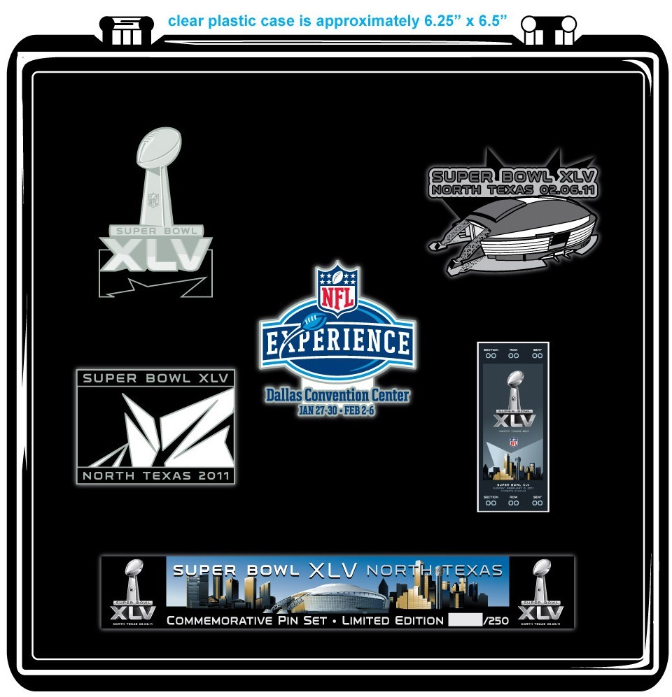 Super Bowl XLV NFL Experience 5 Pin Set Five Pins 45 PSG LE 250 Packers ...