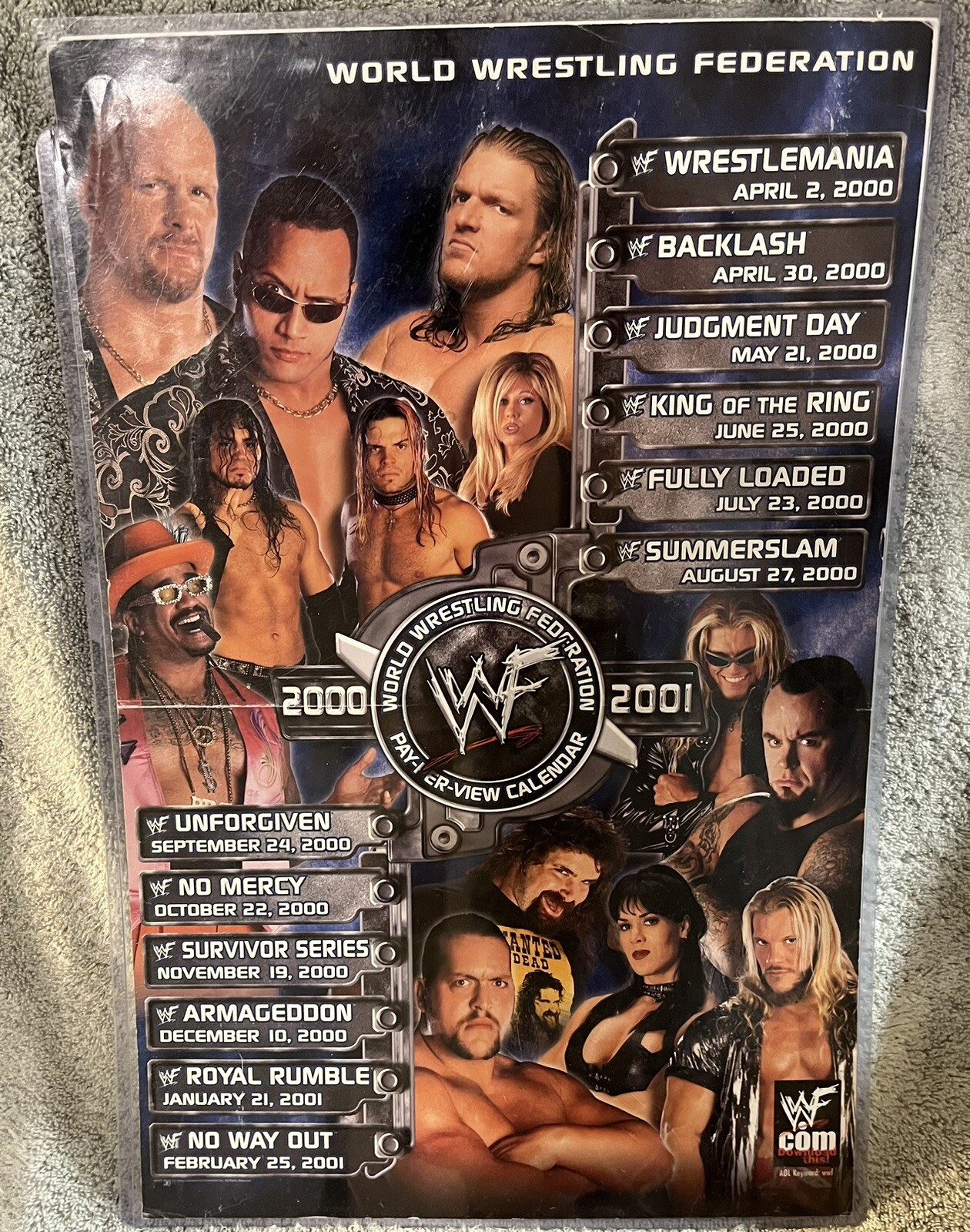 WWF 2000-2001 Pay Per View Calender Big Show HHH Edge Cactus Jack Chris ...
