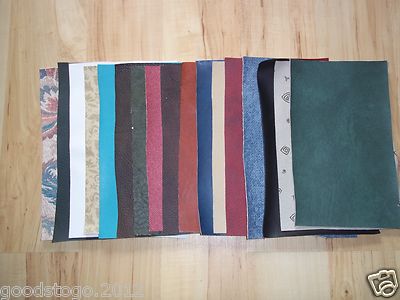 5 x FAUX LEATHER LEATHERETTE VINYL FABRIC LARGE SAMPLES PIECES. VARIOUS ...