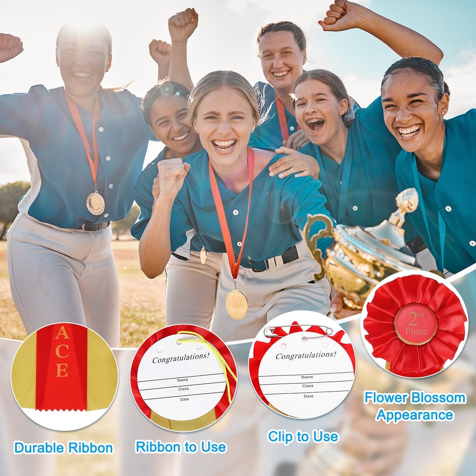 6 Pcs Award Ribbons 2nd Place Winner Ribbon Prize Ribbon, Red | eBay