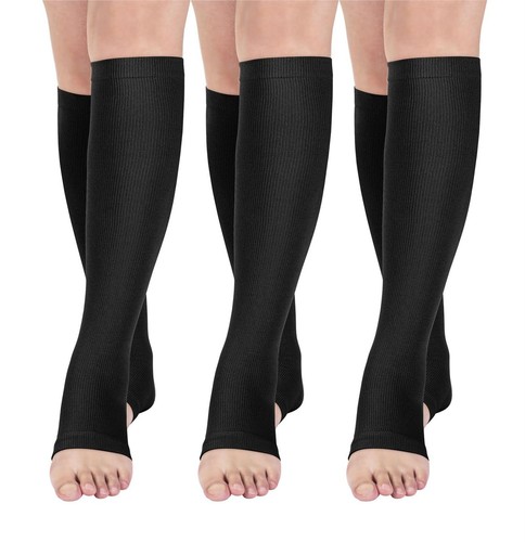 Open toe Toeless Compression Socks 3 Pairs for Women& Men 15-20 mmHg ...
