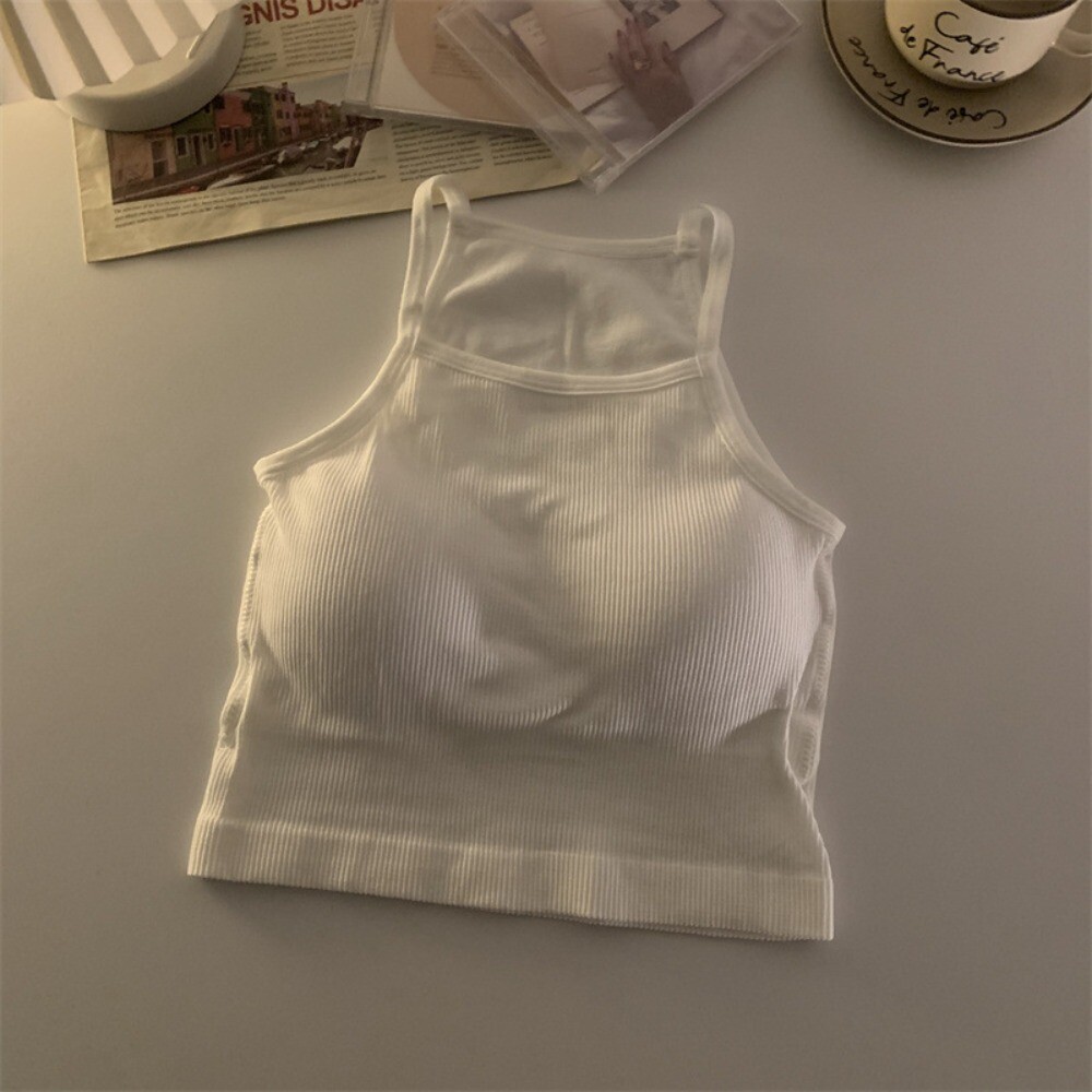 Polyamide Casual Fashion Crop Top Korean Style Chest Pad Stripe ...