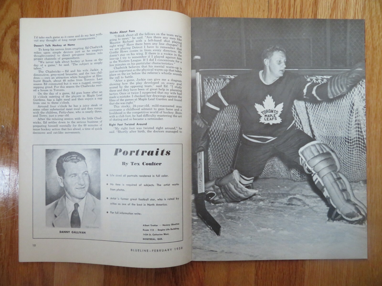 HOCKEY BLUELINE February 1958 BOSTON BRUINS Magazine DON McKENNEY No ...