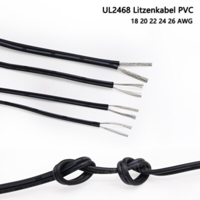 PVC Wire UL2468 18 20 22 24 26 AWG 2 Conductor Parallel Zip Cable Black ...