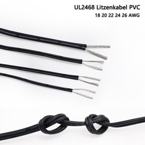 PVC Wire UL2468 18 20 22 24 26 AWG 2 Conductor Parallel Zip Cable Black ...