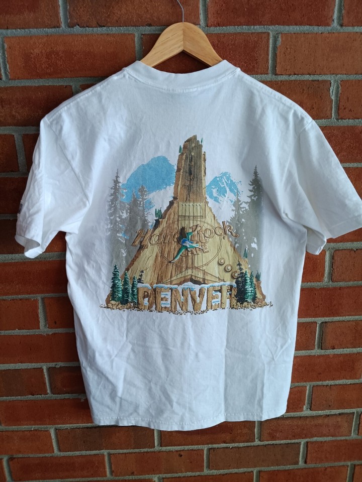 Denver Mens Hard Rock Cafe T-Shirt Medium M Denver White Made in USA ...