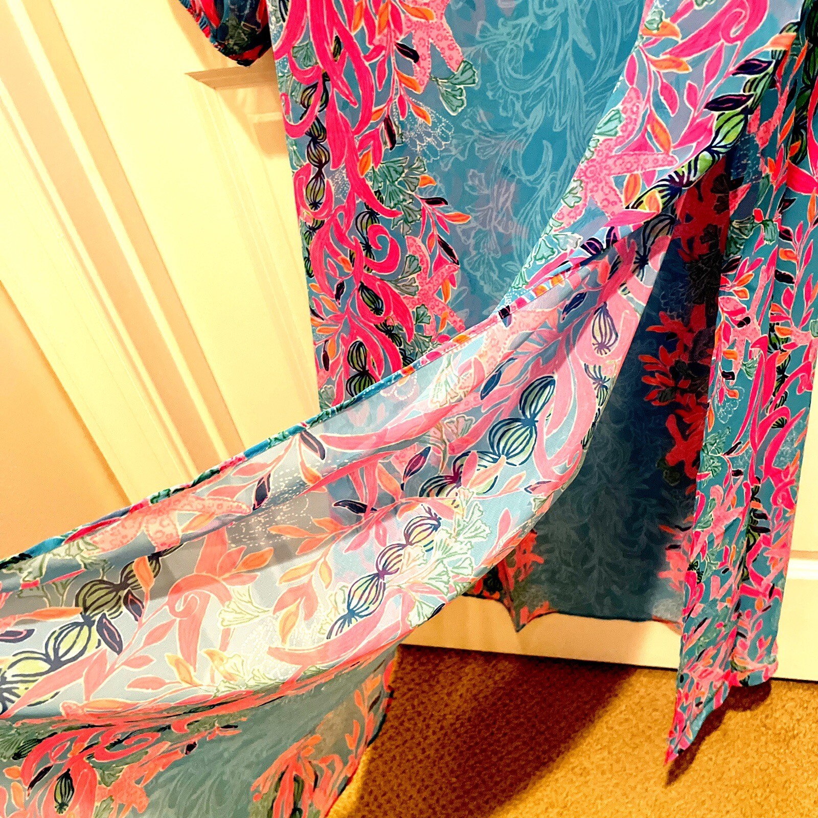NWT $198 Lilly Pulitzer Frey Maxi Coverup Dress S/M in Seaweed Samba ...
