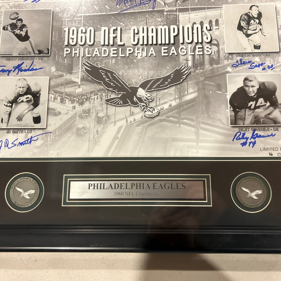 1960 Eagles Team 7 Autograph Signed Retzlaff Baughan 16x20 Photo Framed ...