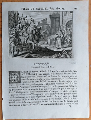 Fille de Jephte - Original Engraving Merian Bible - 1724 | eBay