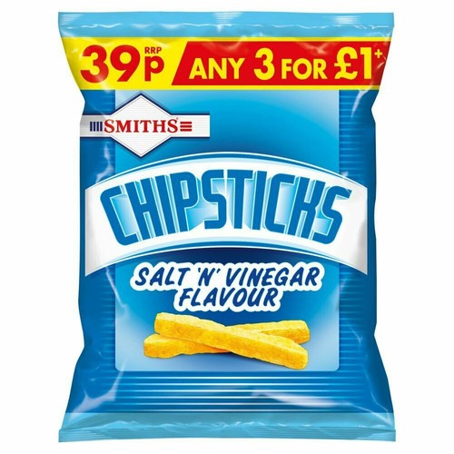 Smiths Chipsticks Salt 'N' Vinegar Flavour Maize & Potato Snack 37g PMP ...