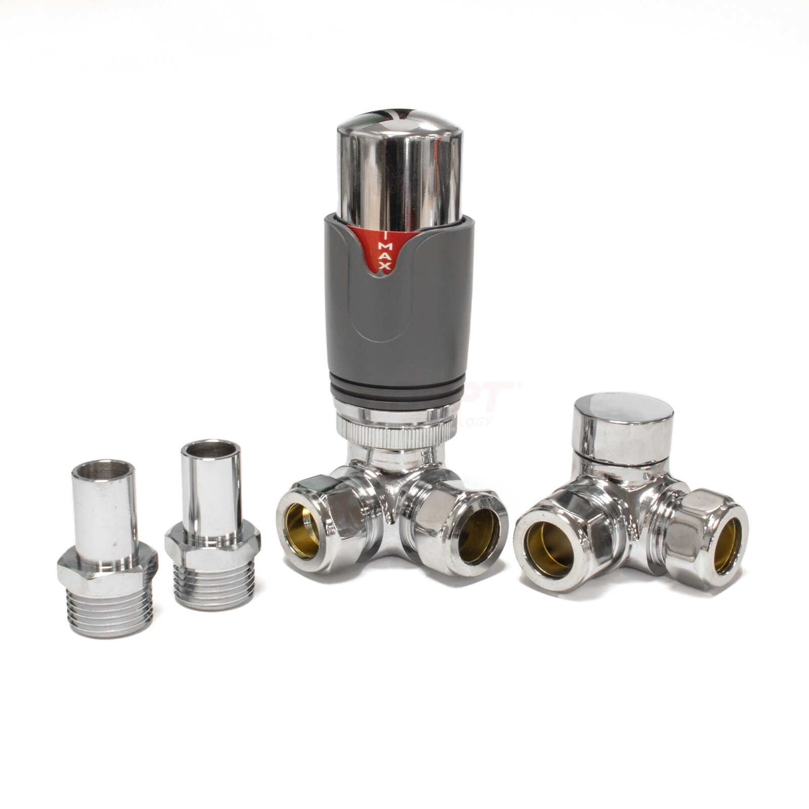 Thermostatic TRV Corner Radiator Valves 15mm x 1/2" Lockshield Modern ...