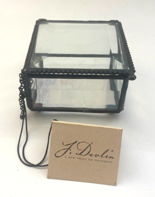 J Devlin Stained Glass Beveled Lid Footed Trinket Jewelry Box - NWT | eBay