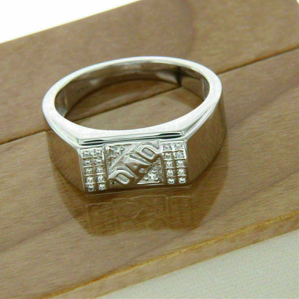 1 Ct Simulated Letter Men Band Ring Custom DAD Letter Wedding Ring 14k ...
