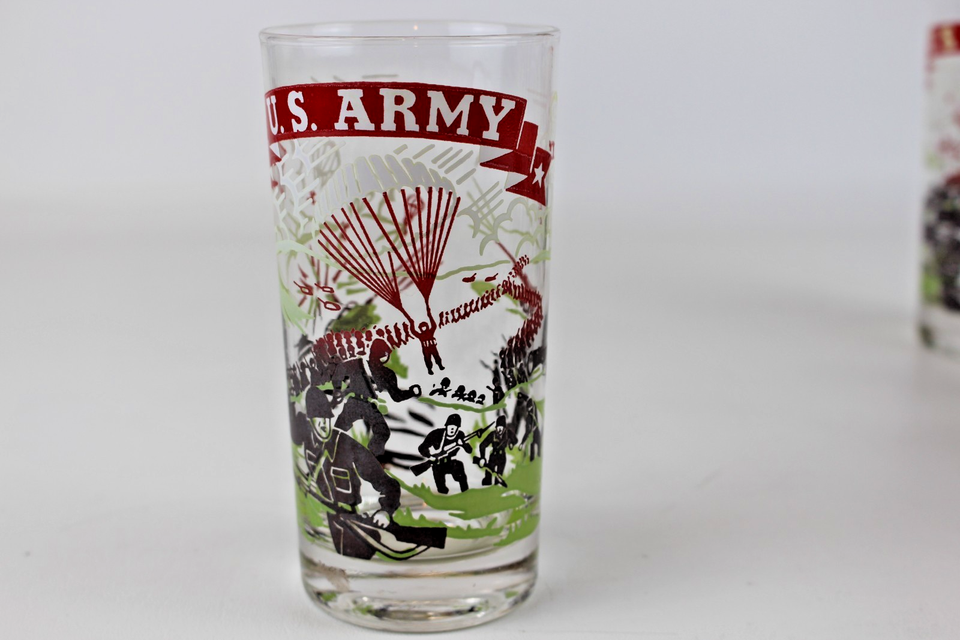5 Vintage 50s Ice Tea US Army Paratrooper Barware Drinking Glasses WW2 ...