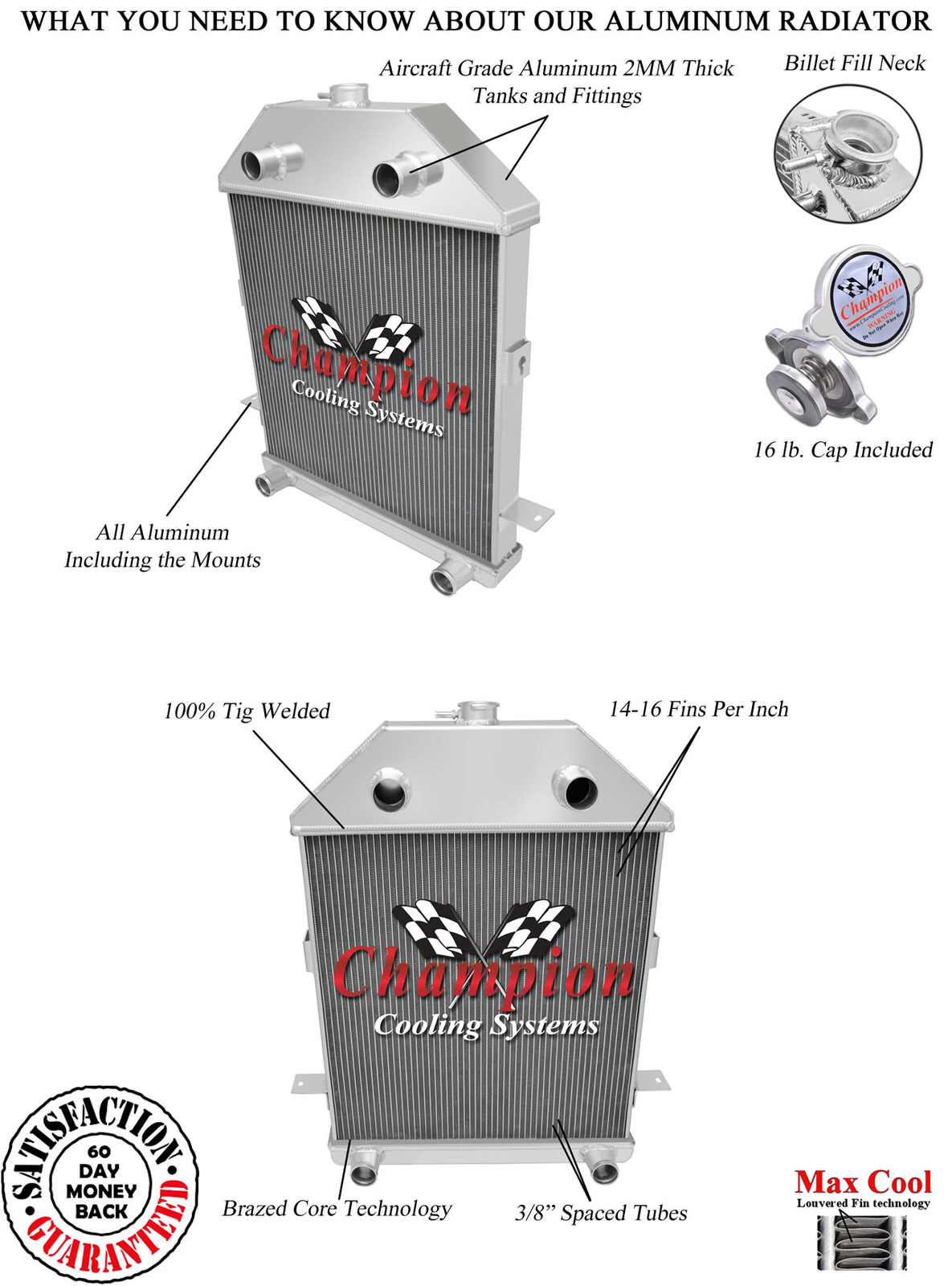 3 Row Best Cooling Champion Radiator for 1941 Ford Truck Flathead ...