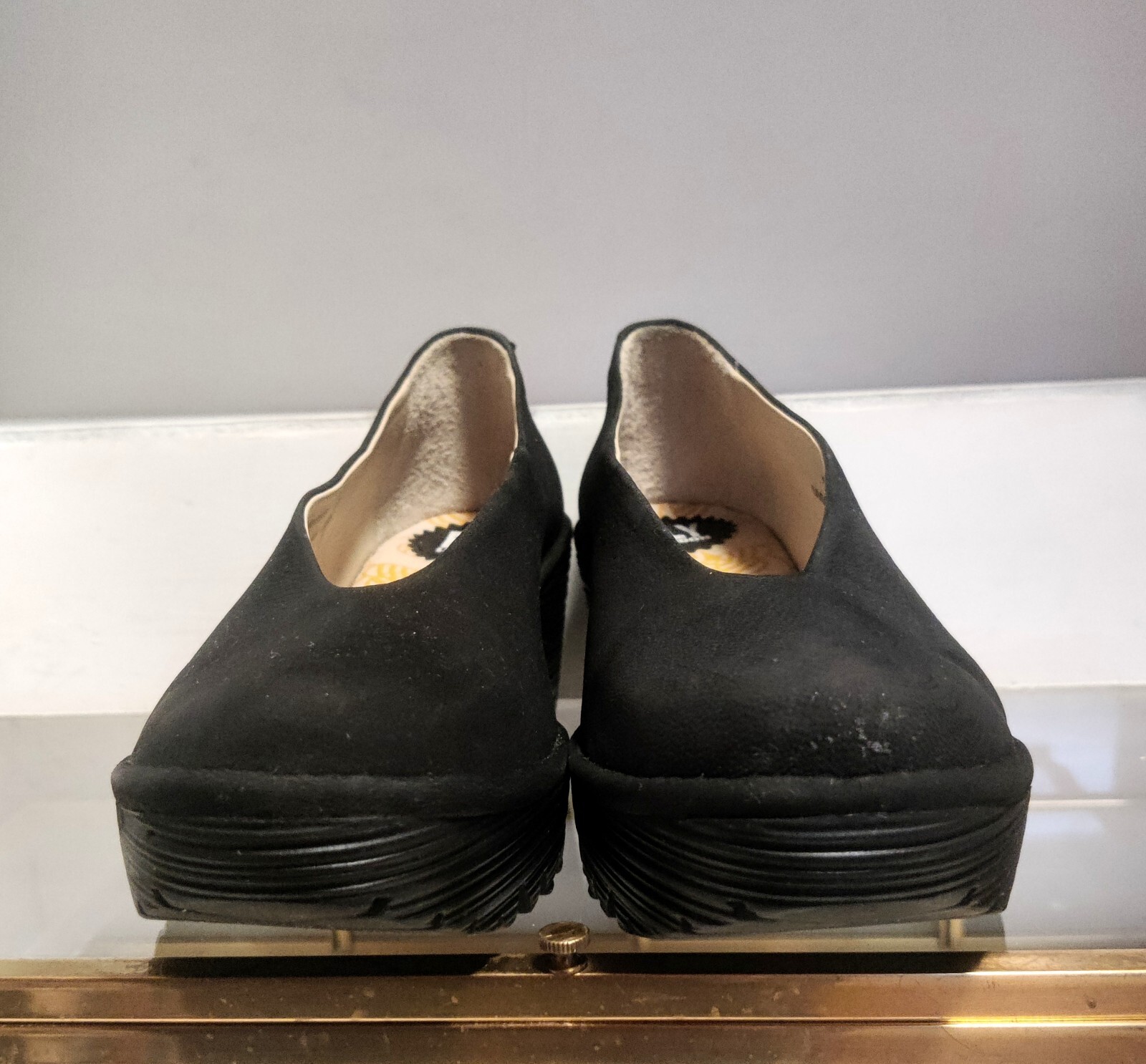 Fly London YAZ Ballerina Wedge Black Leather Slip On … - Gem