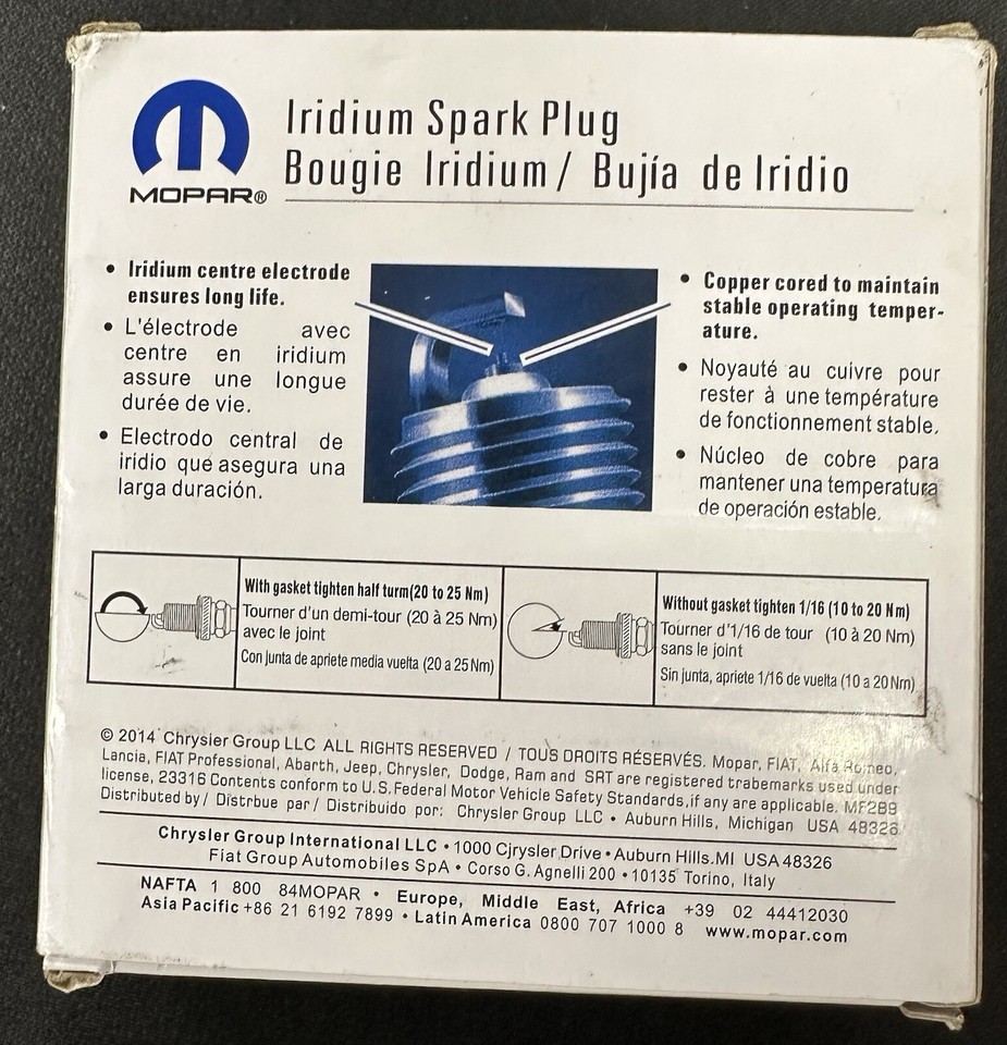 Mopar Iridium Spark Plugs SP149125AE X4 | eBay