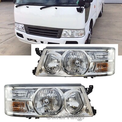 PAIR NEW HEADLIGHT HEAD LIGHT LAMP For TOYOTA COASTER BUS BB# HZB# 8/ ...