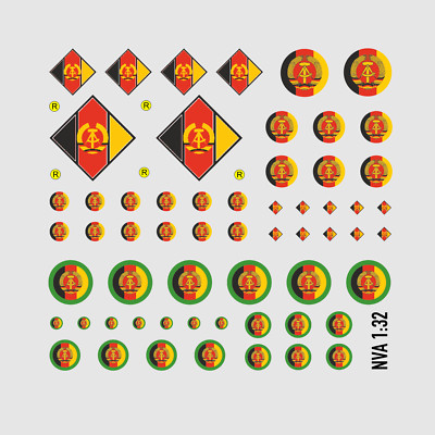 Waterslide Decal 1:32 - 53tlg. DDR Hoheitszeichen URAL Kamaz NVA DDR ...