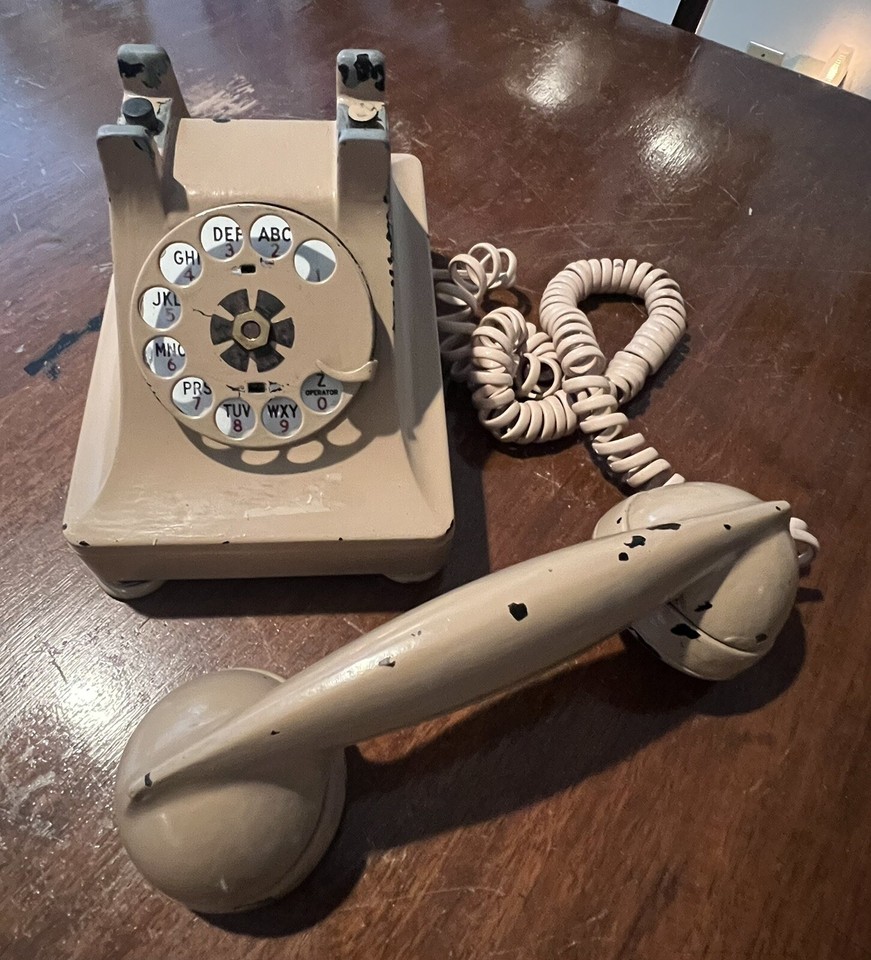VTG F1 Tan Bakelite Bell System Western Electric Rotary Dial Desk Phone ...