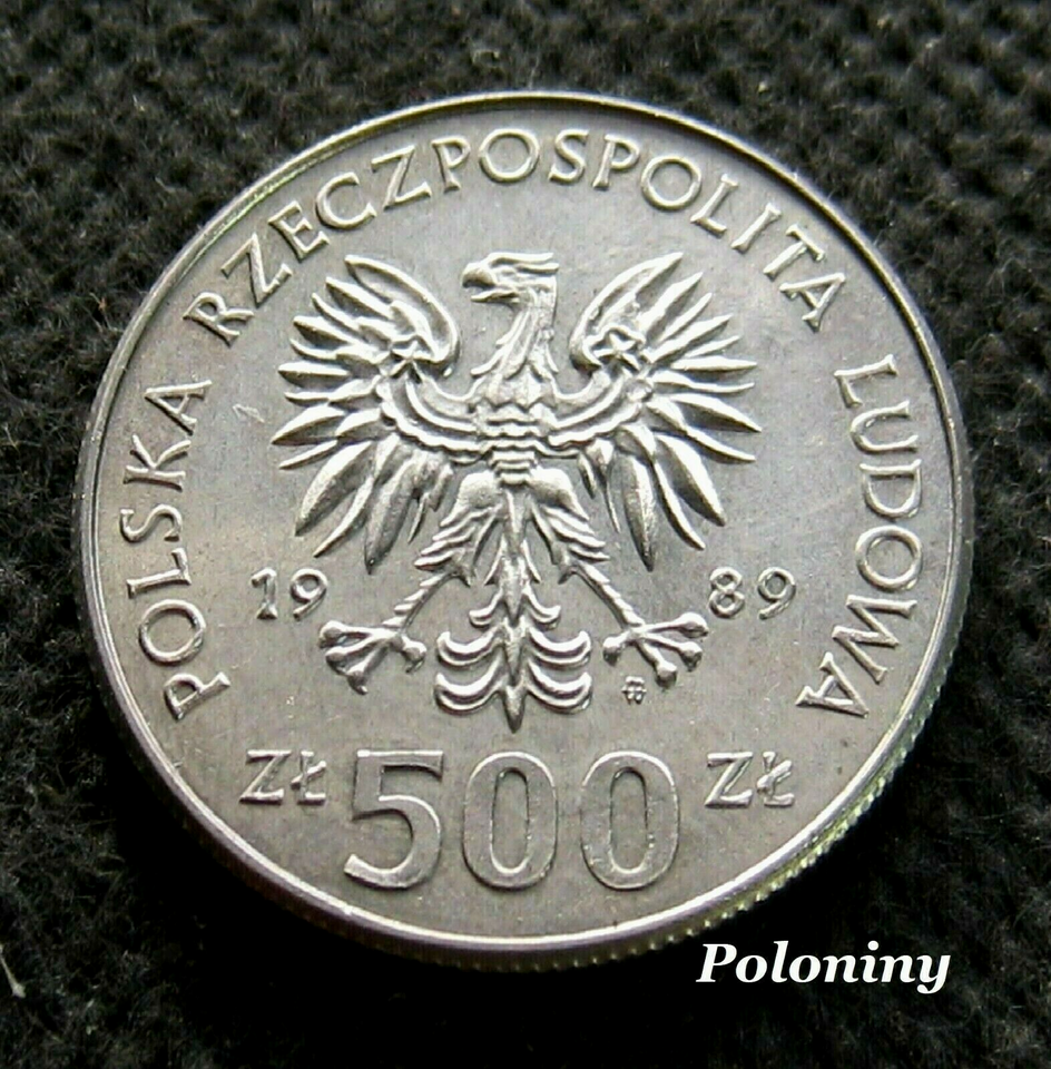 COIN OF POLAND 500 ZLOTY 1989 - 50th ANNIVERSARY OF DEFENSIVE WAR OF ...
