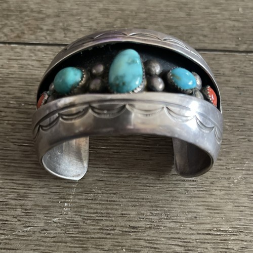 Vintage Native American Shadow Box Turquoise And Coral Bracelet | eBay