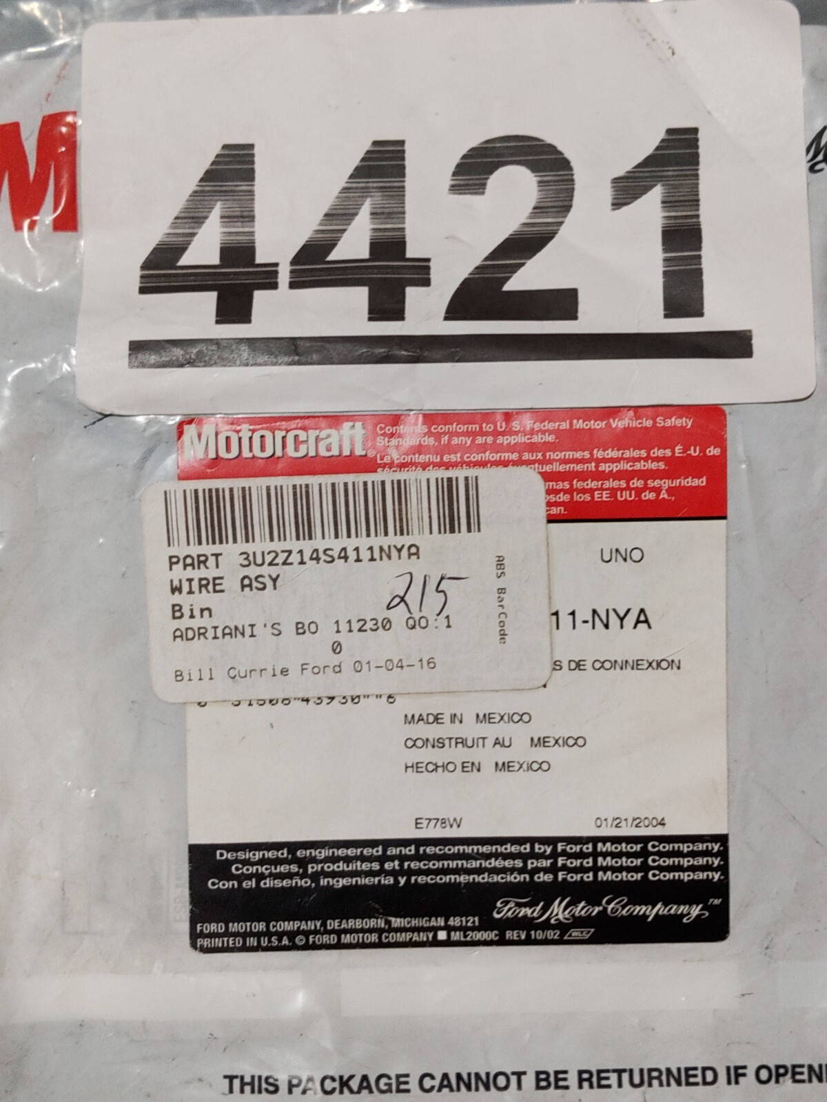 Motorcraft WPT-461 Ford 3U2Z-14S411-NYA Defroster Wiring Pigtail Kit | eBay