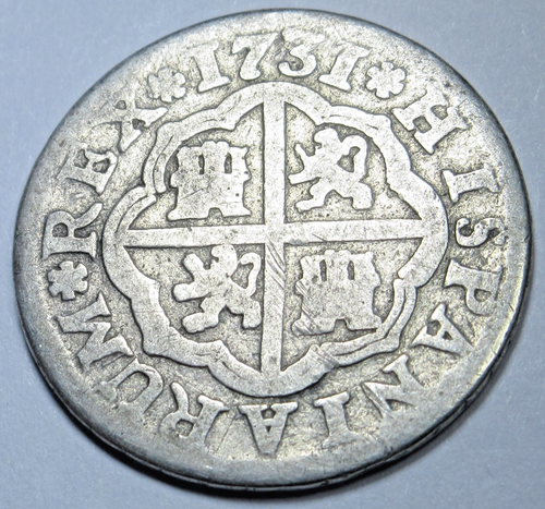 1731 Spanish Silver 1 Reales Genuine 1700's Colonial Cross Pirate ...